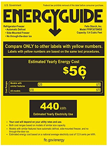 FFRF3075WSS 30" Side-by-Side Compact Refrigerator and Freezer with 5.4 cu. ft. Capacity LED Lighting Frost Free Operation High Temperature and Open Door Alarm in Stainless Steel and White Cabinet