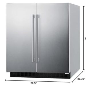 FFRF3075WSS 30" Side-by-Side Compact Refrigerator and Freezer with 5.4 cu. ft. Capacity LED Lighting Frost Free Operation High Temperature and Open Door Alarm in Stainless Steel and White Cabinet