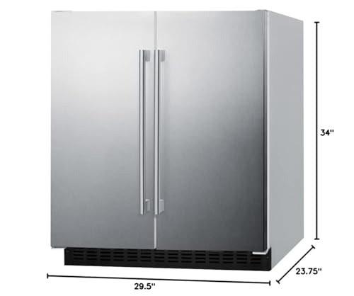 FFRF3075WSS 30" Side-by-Side Compact Refrigerator and Freezer with 5.4 cu. ft. Capacity LED Lighting Frost Free Operation High Temperature and Open Door Alarm in Stainless Steel and White Cabinet