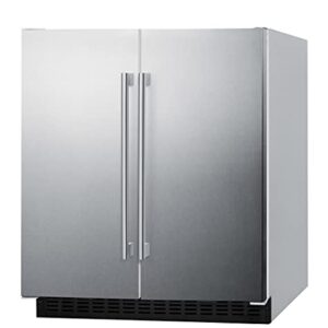 FFRF3075WSS 30" Side-by-Side Compact Refrigerator and Freezer with 5.4 cu. ft. Capacity LED Lighting Frost Free Operation High Temperature and Open Door Alarm in Stainless Steel and White Cabinet