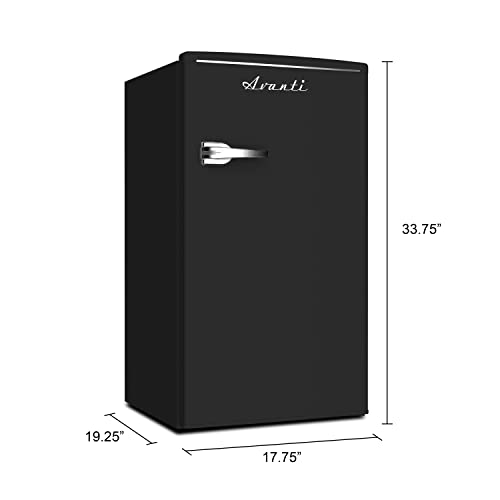 Avanti RMRS31X1B-IS Retro Mini Fridge for Home Office or Dorm, Manual Defrost and Adjustable Temperature, 3.1 Cu.Ft, Black