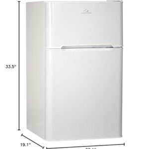 Commercial Cool CCRD32W Compact Double Door Refrigerator with True Freezer, 3.2 Cu. Ft. Mini Fridge, White