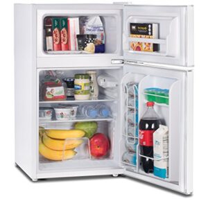 Commercial Cool CCRD32W Compact Double Door Refrigerator with True Freezer, 3.2 Cu. Ft. Mini Fridge, White