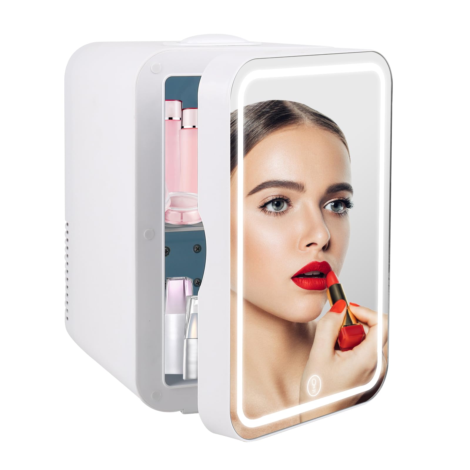 Mini Skincare Fridge 8 Litres, Beauty Makeup Fridge Portable Mirrored Door with LED, Small fridge Thermoelectric Cooler and Warmer for Bedroom, Cosmetics,Breast Milk, Office and Travel