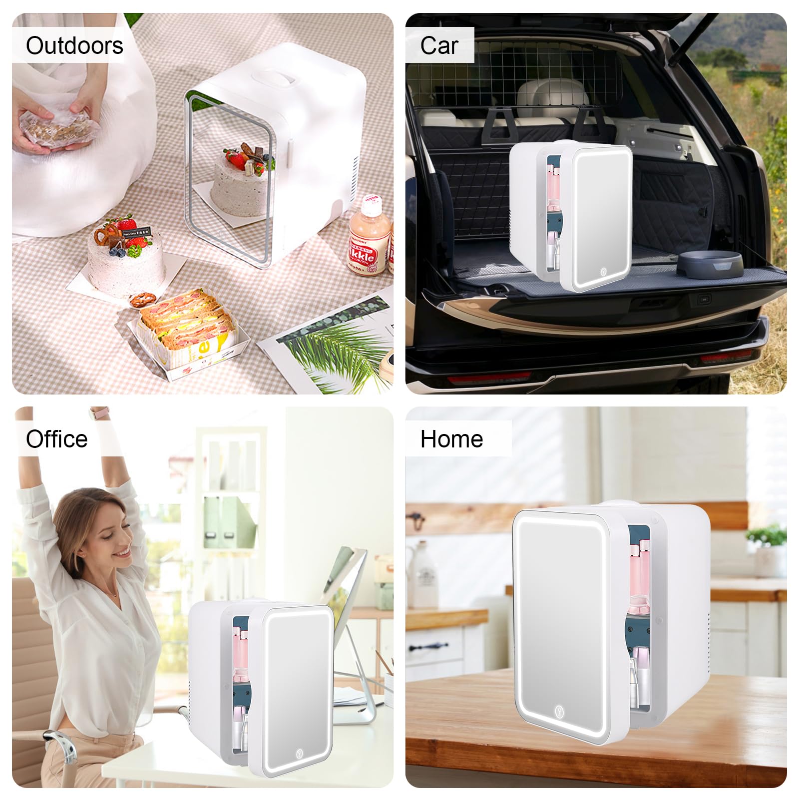 Mini Skincare Fridge 8 Litres, Beauty Makeup Fridge Portable Mirrored Door with LED, Small fridge Thermoelectric Cooler and Warmer for Bedroom, Cosmetics,Breast Milk, Office and Travel