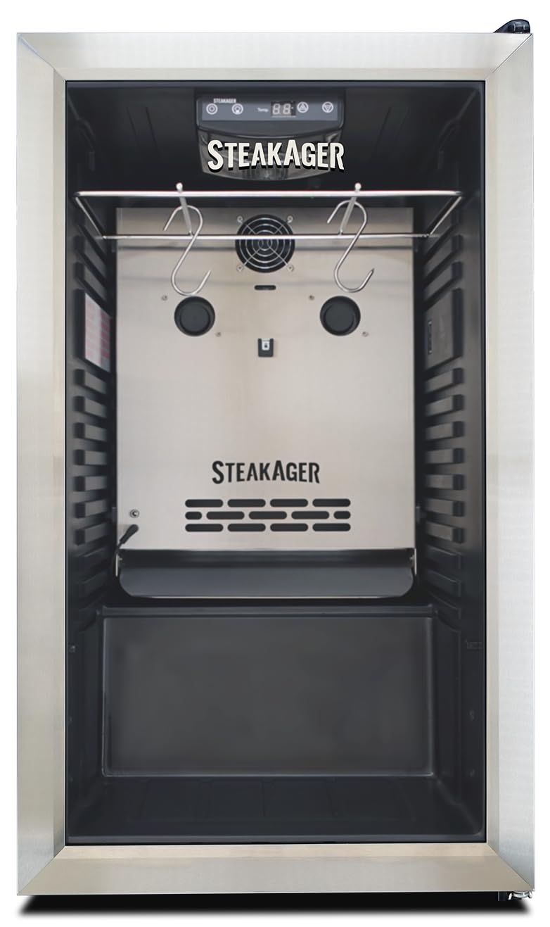 SteakAger PRO 40 Home Beef Dry Aging Refrigerator, Enjoy Dry-Aged Steak Perfection at Home, Black and Stainless Steel with 40Lbs Capacity