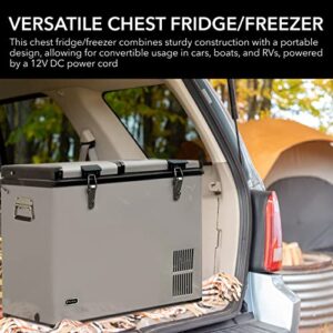 Whynter FM-901DZ Zone Portable Fridge Optional Wheels, AC 110V/ DC 12V Real Freezer for Car, Home, Camping, RV-8°F to 50°F, 90 Quart Dual Zome, Charcoal