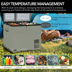 Whynter FM-901DZ Zone Portable Fridge Optional Wheels, AC 110V/ DC 12V Real Freezer for Car, Home, Camping, RV-8°F to 50°F, 90 Quart Dual Zome, Charcoal