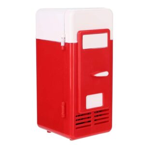 Yosoo Mini Portable Compact Personal Fridge, Cooler and Warmer USB Office Dual-Use, Portable Refrigerator Drink Cooler, for Home Office Car Dorm or Boat (Red)