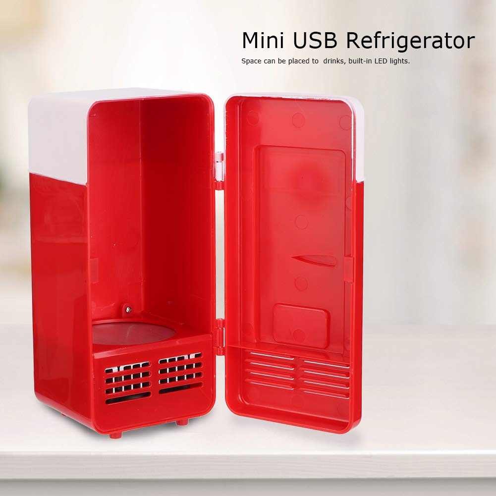 Yosoo Mini Portable Compact Personal Fridge, Cooler and Warmer USB Office Dual-Use, Portable Refrigerator Drink Cooler, for Home Office Car Dorm or Boat (Red)