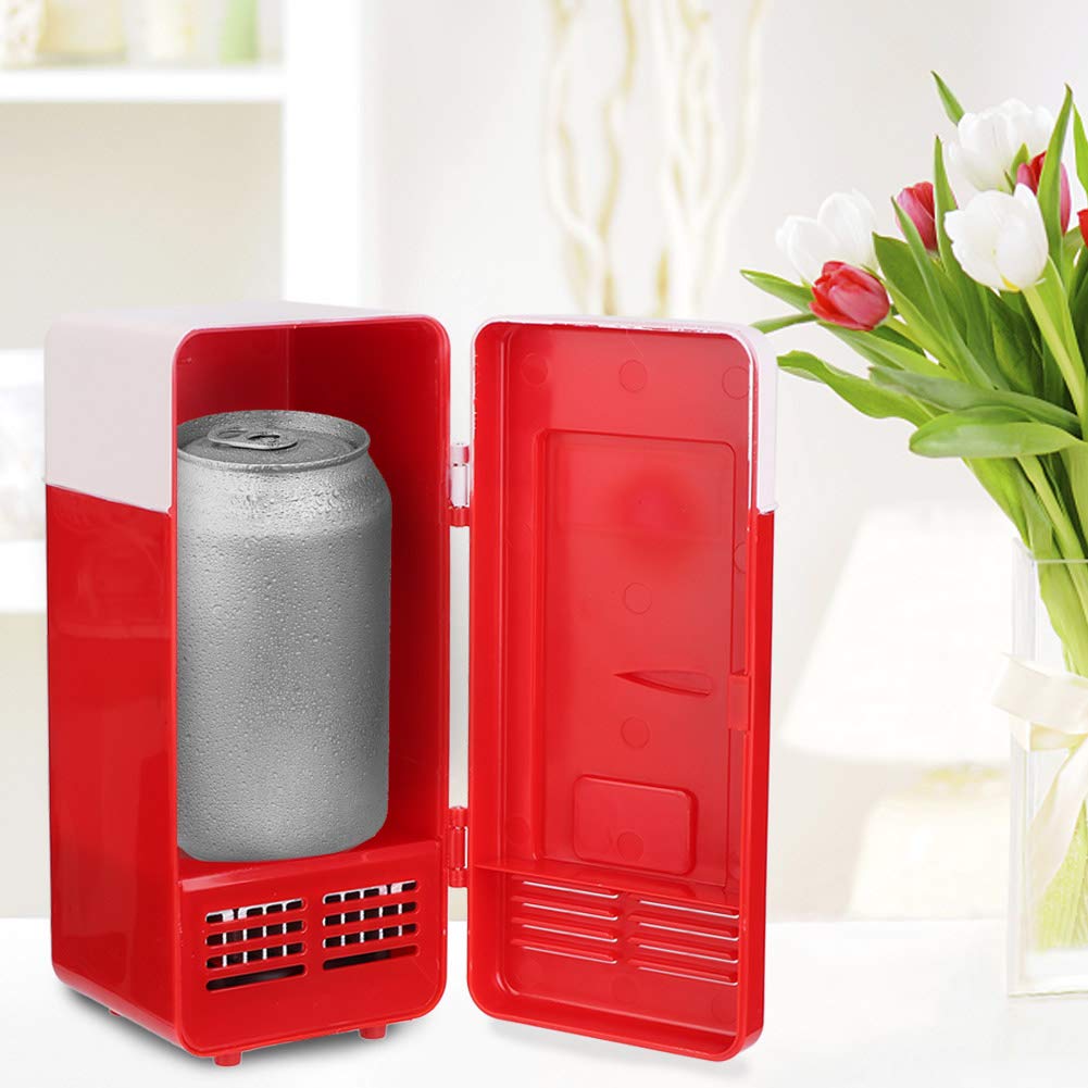 Yosoo Mini Portable Compact Personal Fridge, Cooler and Warmer USB Office Dual-Use, Portable Refrigerator Drink Cooler, for Home Office Car Dorm or Boat (Red)