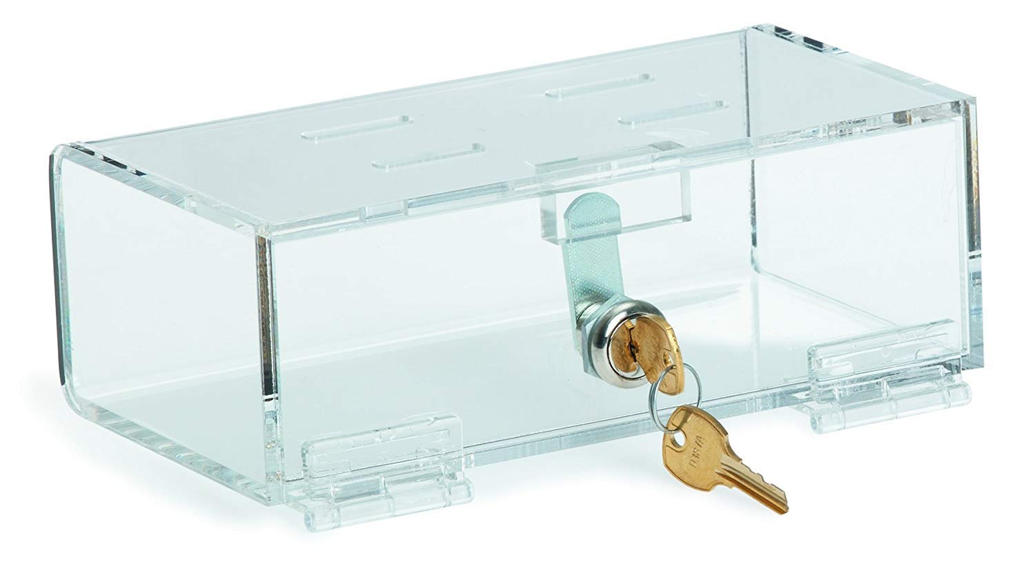 American Made Acrylic Lockable Medicine Box: Refrigerator Lockbox with Key for Safe Medication Storage, 2.75H X 8.25W X 4.5D, Clear