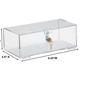 American Made Acrylic Lockable Medicine Box: Refrigerator Lockbox with Key for Safe Medication Storage, 2.75H X 8.25W X 4.5D, Clear