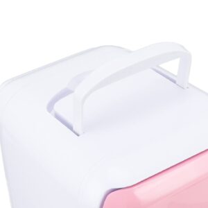 Mumusuki Mini Fridge, 4 Liter ABS Partition Detachable Portable Cooler and Warmer Car Fridge Personal Refrigerator for Skin Care, Cosmetics, Beverage, Food, Great for Bedroom, Office, Car, Dorm(Pink)