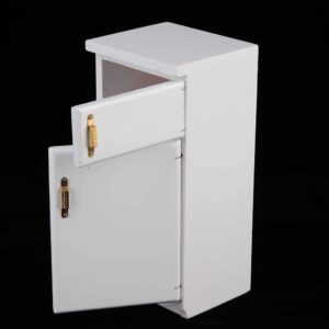 1:12 White Mini Refrigerator Excellent Wooden Furniture Model Kitchen Accessory Doll Accessories