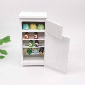 1:12 White Mini Refrigerator Excellent Wooden Furniture Model Kitchen Accessory Doll Accessories