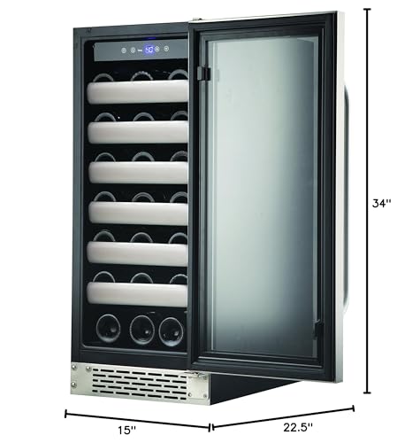 Whynter BWR-331SL Elite 33 Bottle Seamless Door Single Zone, Stainless Steel/Black Built-in Wine Refrigerator