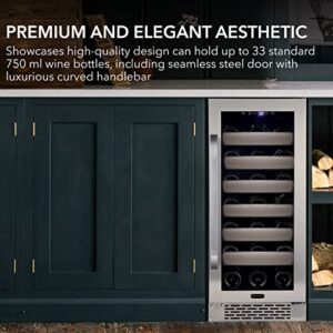 Whynter BWR-331SL Elite 33 Bottle Seamless Door Single Zone, Stainless Steel/Black Built-in Wine Refrigerator