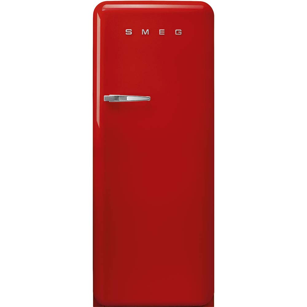 Smeg FAB28 50's Retro Style Aesthetic Top Freezer Refrigerator with 9.92 Cu Total Capacity, Multiflow Cooling System, Adjustable Glass Shelves 24-Inches, Red Right Hand Hinge