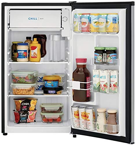 FFPE3322UM 19" Compact Refrigerator with 3.3 cu. ft. Total Capacity Adjustable Glass Shelves Reversible Door and Chill Zone in Silver Mist