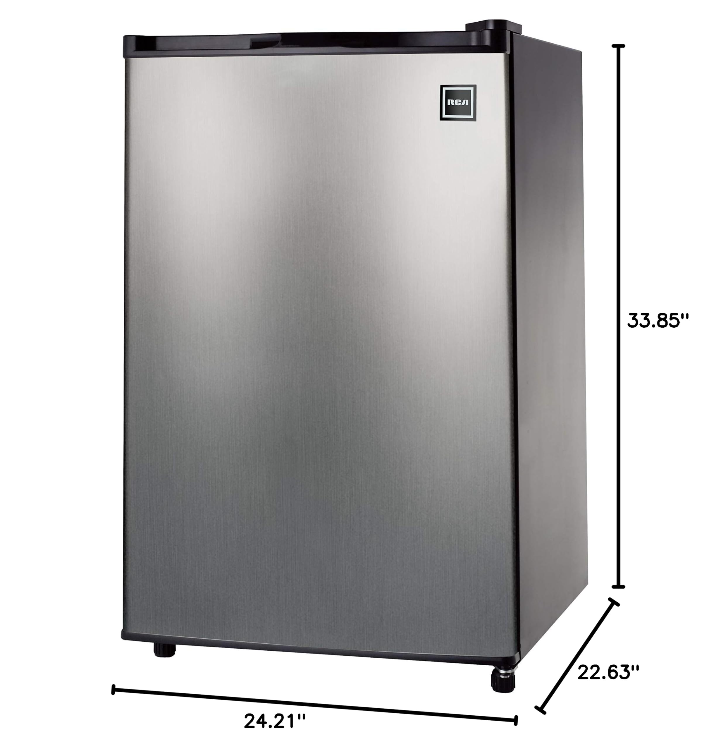 RCA 4.5 Cu Ft Single Door Mini Fridge RFR465, Stainless Steel