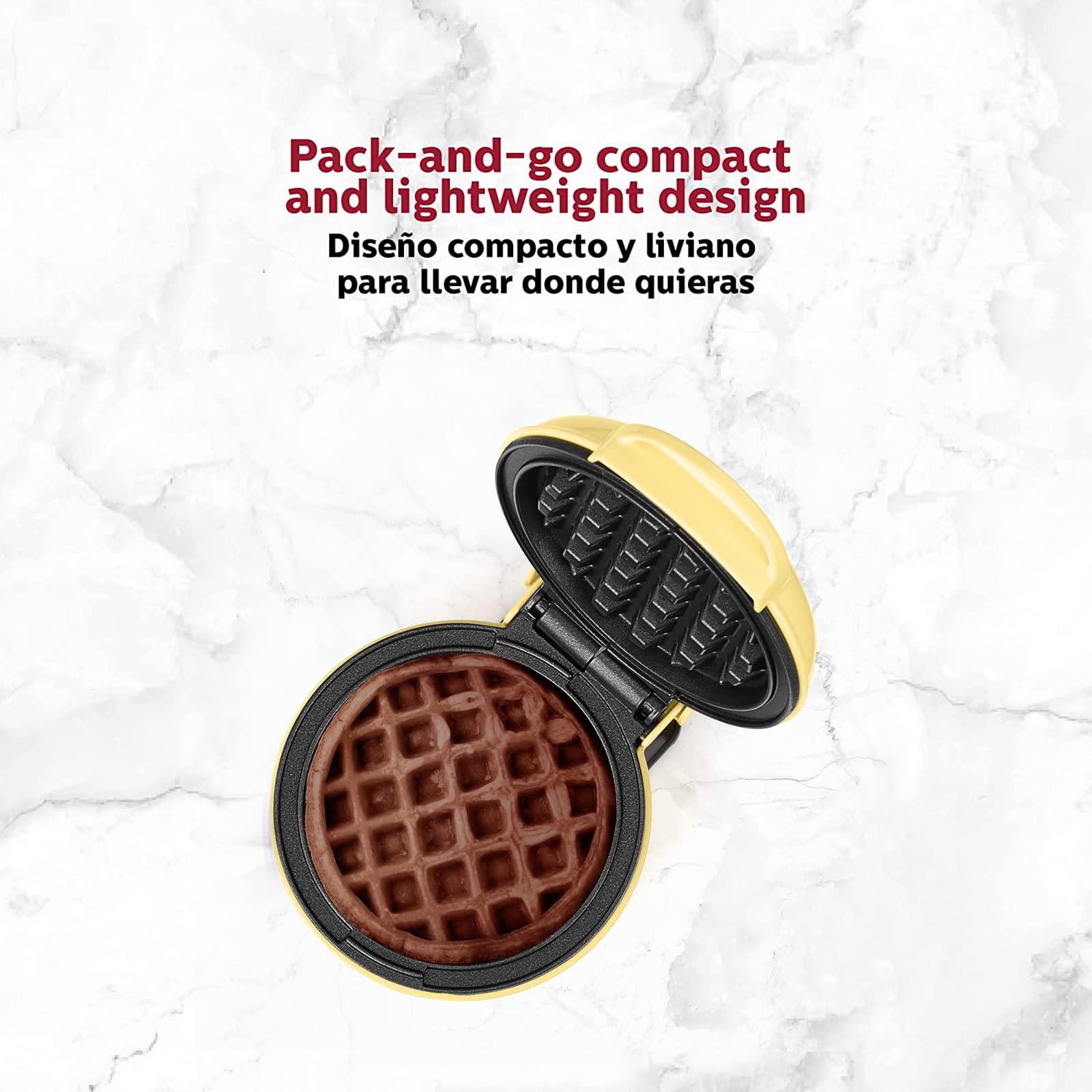 Holstein Housewares Personal Non-Stick Waffle Maker, Yellow