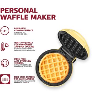 Holstein Housewares Personal Non-Stick Waffle Maker, Yellow