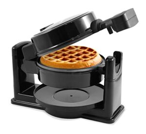 elite gourmet ewm460 nonstick rotating flip belgian waffle maker, 1.25-inch thick waffles, hash browns, keto, snacks, sandwich, eggs, easy to clean, black, 5 inch