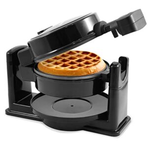 Elite Gourmet EWM460 Nonstick Rotating Flip Belgian Waffle Maker, 1.25-Inch Thick Waffles, Hash Browns, Keto, Snacks, Sandwich, Eggs, Easy to Clean, Black, 5 Inch