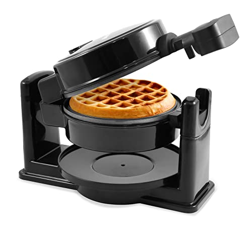 Elite Gourmet EWM460 Nonstick Rotating Flip Belgian Waffle Maker, 1.25-Inch Thick Waffles, Hash Browns, Keto, Snacks, Sandwich, Eggs, Easy to Clean, Black, 5 Inch