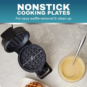 Elite Gourmet EWM460 Nonstick Rotating Flip Belgian Waffle Maker, 1.25-Inch Thick Waffles, Hash Browns, Keto, Snacks, Sandwich, Eggs, Easy to Clean, Black, 5 Inch