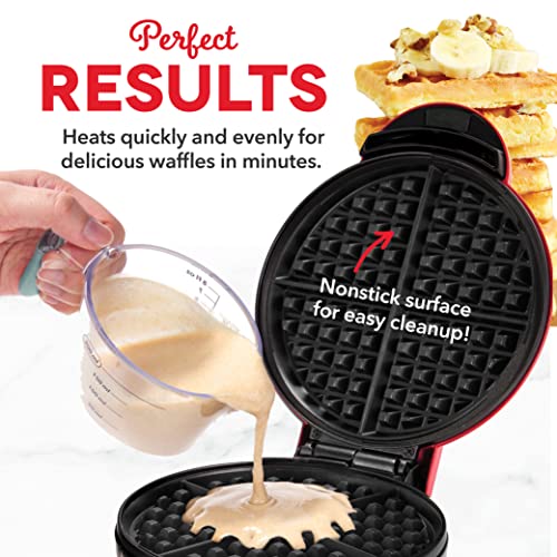 DASH Express 8” Waffle Maker for Waffles, Paninis, Hash Browns + other Breakfast, Lunch, or Snacks, with Easy to Clean, Non-Stick Cooking Surfaces - Red