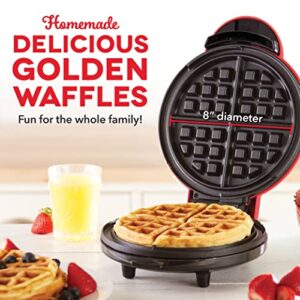 DASH Express 8” Waffle Maker for Waffles, Paninis, Hash Browns + other Breakfast, Lunch, or Snacks, with Easy to Clean, Non-Stick Cooking Surfaces - Red