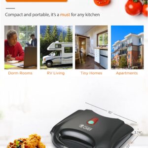 Commercial Chef Waffle Maker, Nonstick Mini Waffle Maker, Easy-to-Clean Electric Waffle Iron for Breakfast Waffles with Power on Light Thermostat