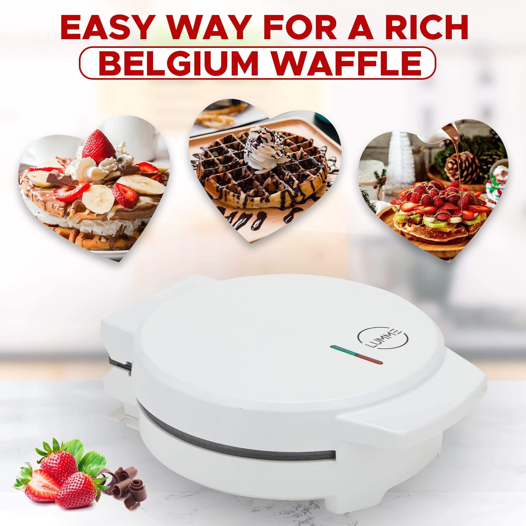 Lumme Waffle Maker Electric Waffle Maker Machine Waffle Iron for Individual Waffles, Paninis, Hash browns, other on the go Breakfast, Lunch, or Snack (White)