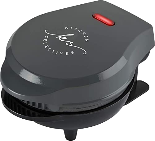 Kitchen Selectives Mini Waffle Maker By Select Brands - Classic Mini Waffle Iron for Traditional, Savory or Dessert Mini Waffles - Features Non-Stick Coating - 4 Mini Waffles, Dark Gray