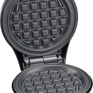 Kitchen Selectives Mini Waffle Maker By Select Brands - Classic Mini Waffle Iron for Traditional, Savory or Dessert Mini Waffles - Features Non-Stick Coating - 4 Mini Waffles, Dark Gray