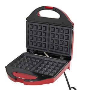 Servappetit Electric Waffle Maker - Non-Stick - Makes 2 Waffles 4 x 5 Inch Each - Red