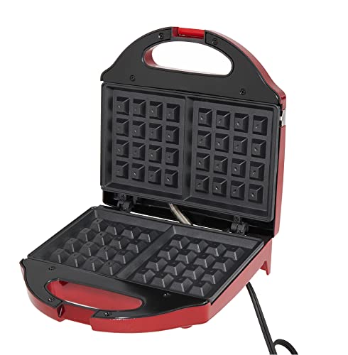 Servappetit Electric Waffle Maker - Non-Stick - Makes 2 Waffles 4 x 5 Inch Each - Red