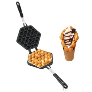 amgsh bubble waffle maker pan hand held egg waffle pan,aluminum alloy non-stick waffle cake baking mold plate for breakfast lunch household cafe cake shop restaurant