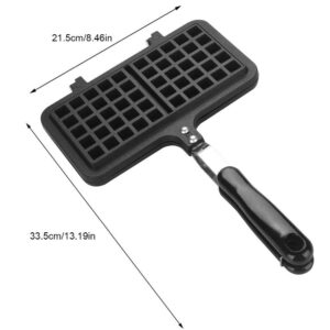 Cast Iron Waffle Maker, Non-stick Aluminum Stovetop Double Mini Waffle Baking Pan for Snacks Breakfast Dessert, 8.5 x 13.2inch Stovetop Belgium Waffle Iron Maker Waffle Pan Pie Maker Waffle Pan Pot