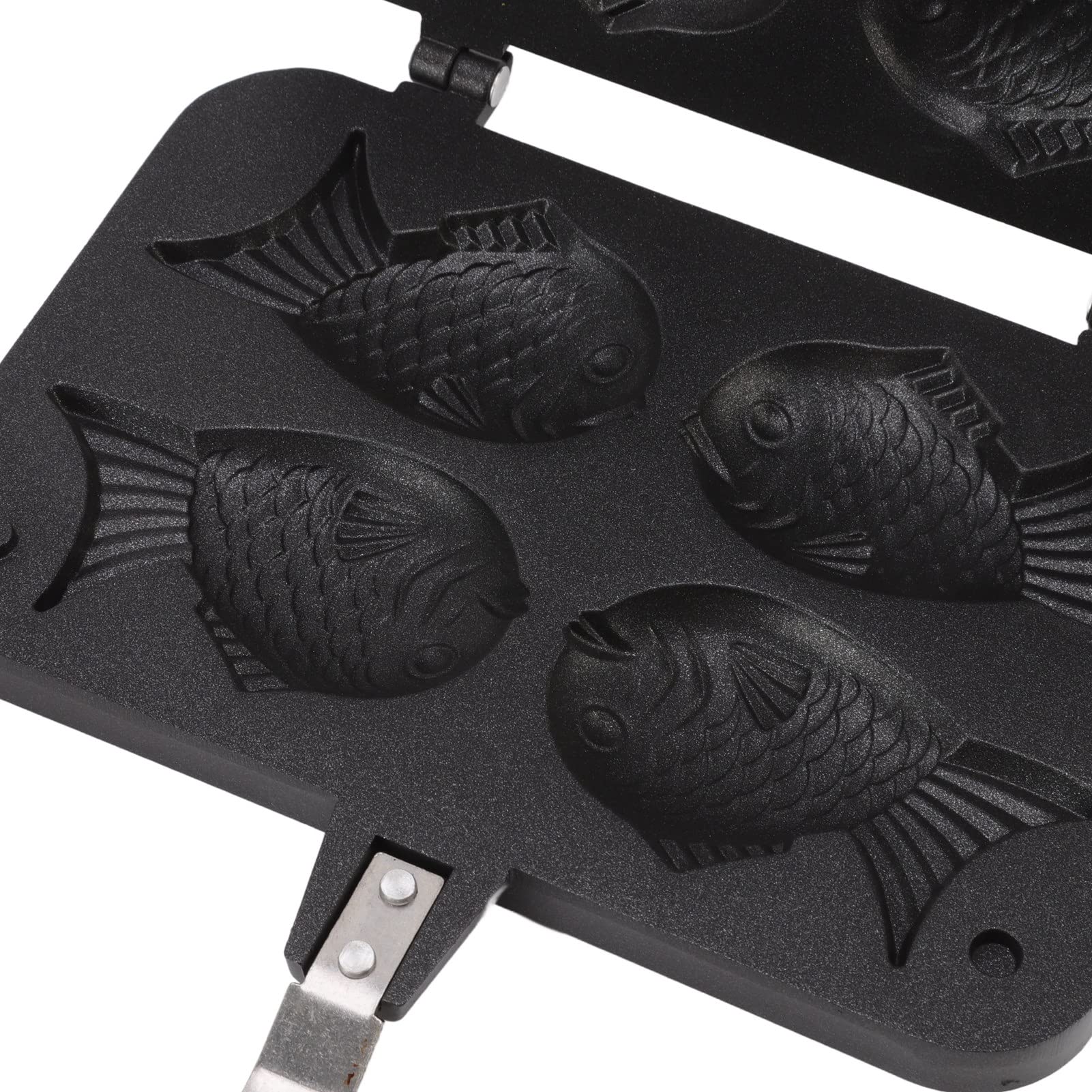 AYNEFY Taiyaki Pan, Taiyaki Fish Shape Cake Maker Non Stick Taiyaki Double Baking Pan Waffle Baking with Black Anti Scalding Handle for Home Kitchen