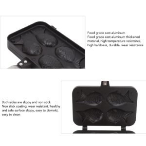 AYNEFY Taiyaki Pan, Taiyaki Fish Shape Cake Maker Non Stick Taiyaki Double Baking Pan Waffle Baking with Black Anti Scalding Handle for Home Kitchen