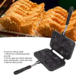 Taiyaki Fish-Shaped Cake Pan, Non-stick Waffle Cake Maker with Long Handle Pancake Baking Double Pan Mold Japanese Fish-Shaped Hot Cake Maker for Home DIY Cooking Party Dessert