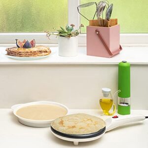 Moss & Stone Electric Crepe Maker, Pan Apo Portable Crepe Maker & Hot Plate Cooktop On/Off Switch, Nonstick Coating, Automatic Temperature Control, Easy To Use For Pancakes, Blintz, Chapati