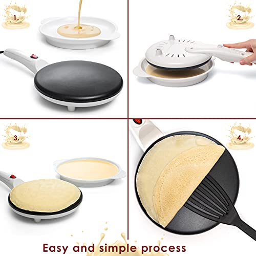 Moss & Stone Electric Crepe Maker, Pan Apo Portable Crepe Maker & Hot Plate Cooktop On/Off Switch, Nonstick Coating, Automatic Temperature Control, Easy To Use For Pancakes, Blintz, Chapati