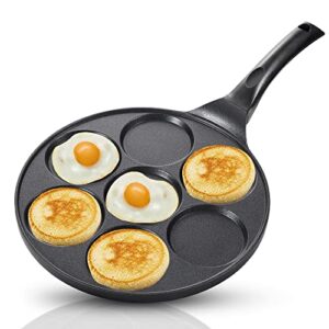 7-mold pancake pan nonstick breakfast griddle, gas compatible,9.7 inch black