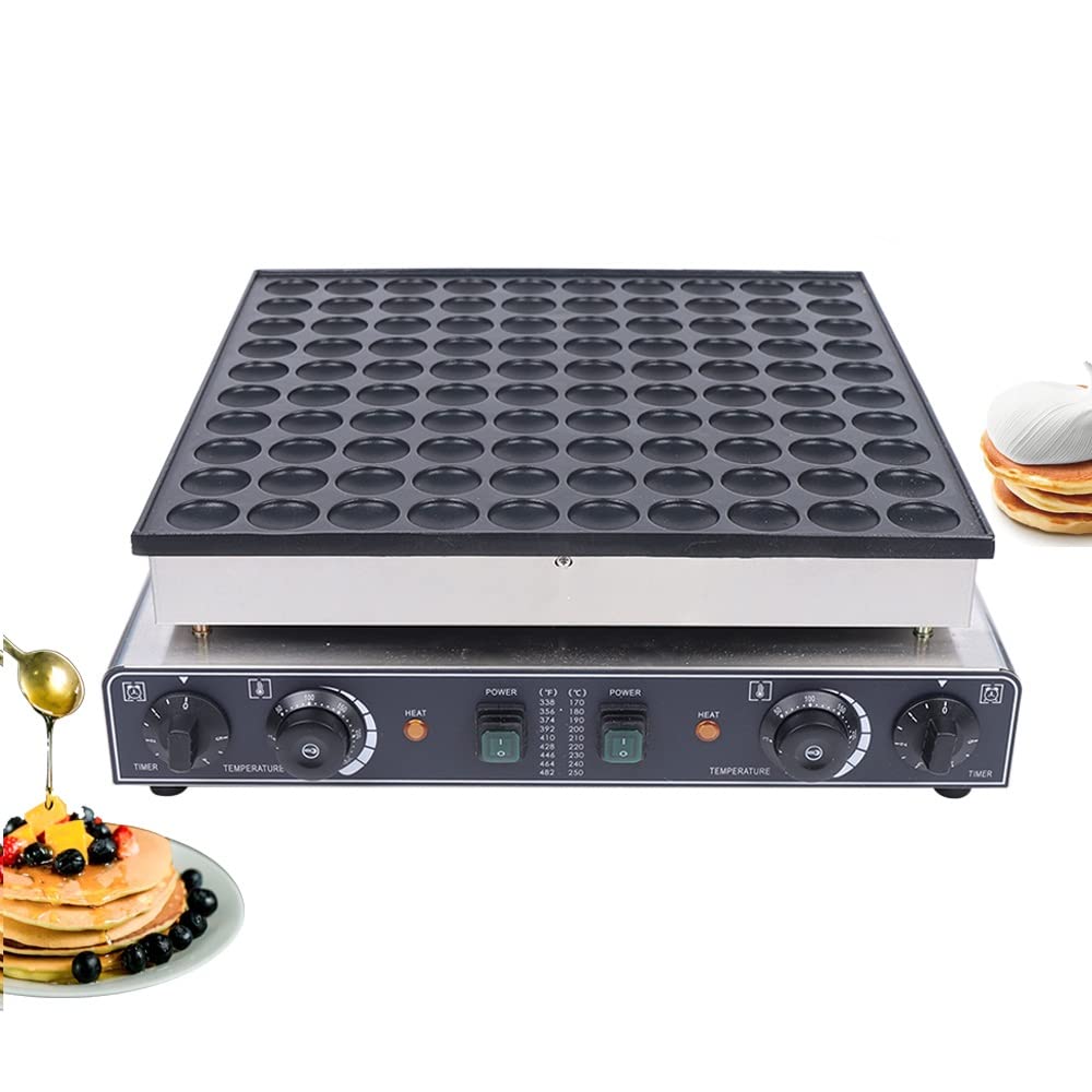 Mini Pancake Maker, 110V Nonstick Dutch Pancake Machine 100Pcs 1.8 Inch Each Poffertje Mini Waffle Pancake Baker