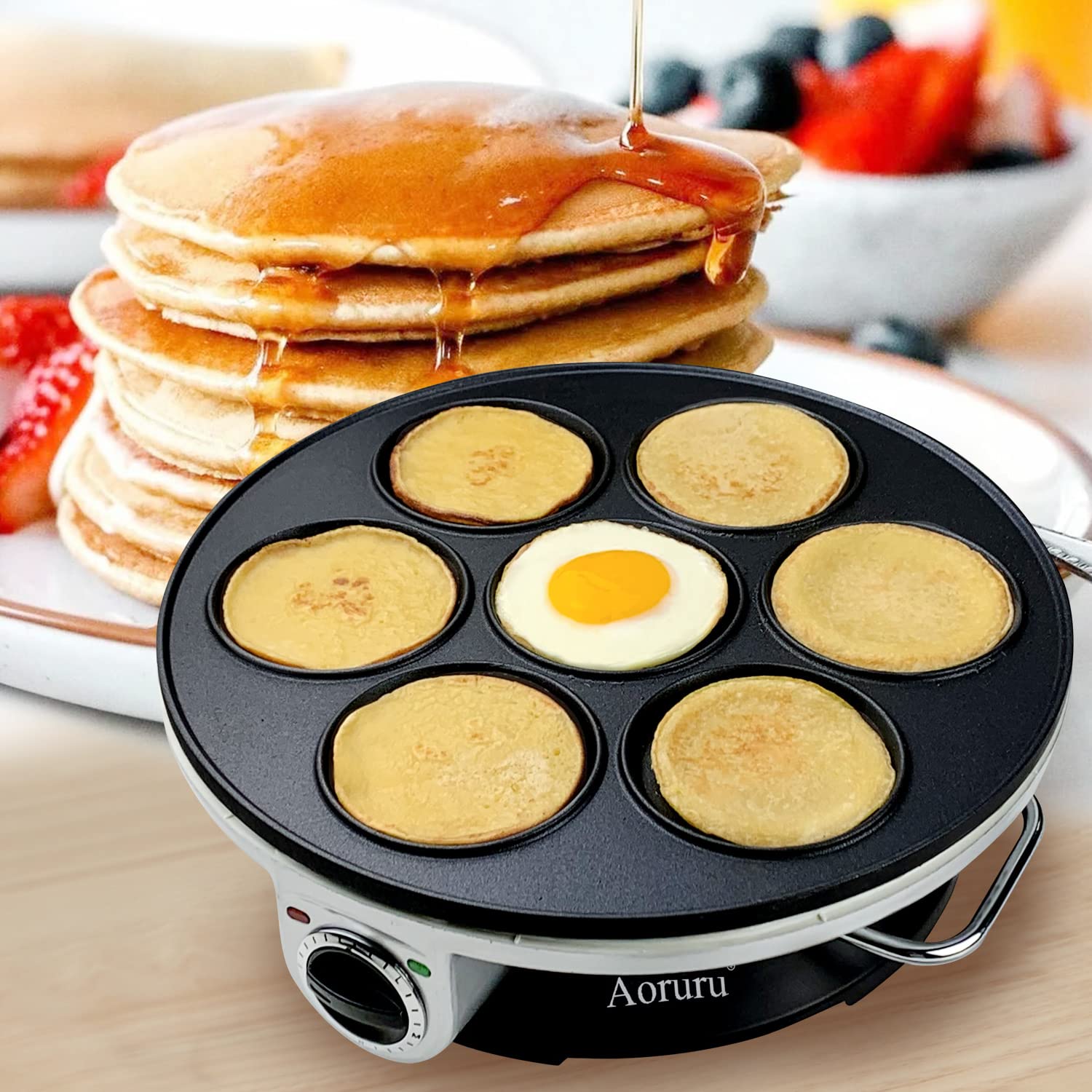 Aoruru Electric Pancake Maker for Kids Mini Crepe Maker Nonstick Fried Eggs Pan