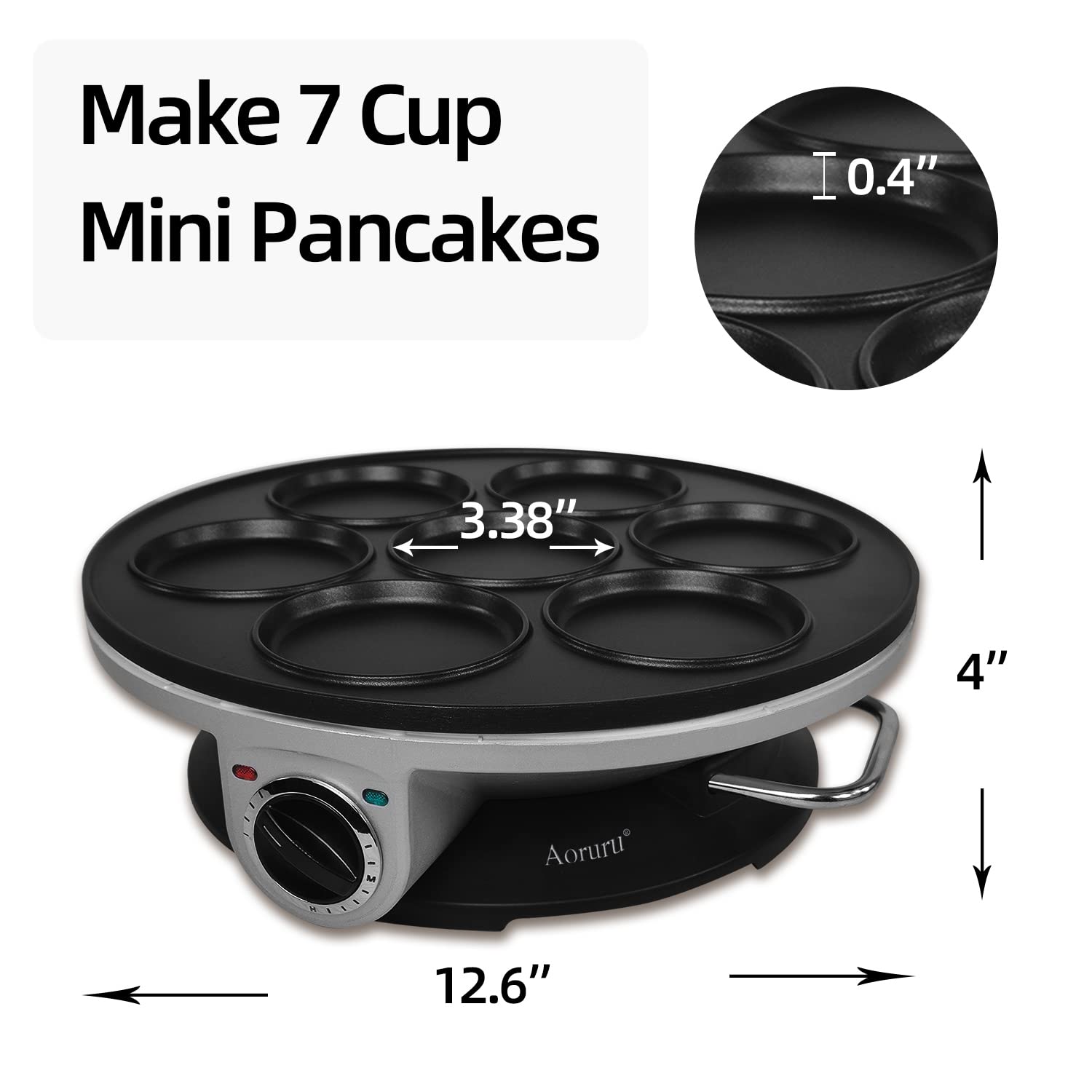 Aoruru Electric Pancake Maker for Kids Mini Crepe Maker Nonstick Fried Eggs Pan